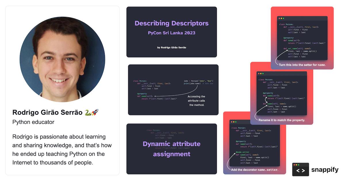 Rodrigo Girão Serrão 🐍🚀 | User Story - snappify
